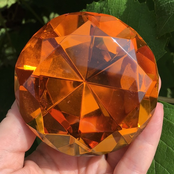 unknown | Accents | Amber Colored Diamond Cut Paperweight | Poshmark